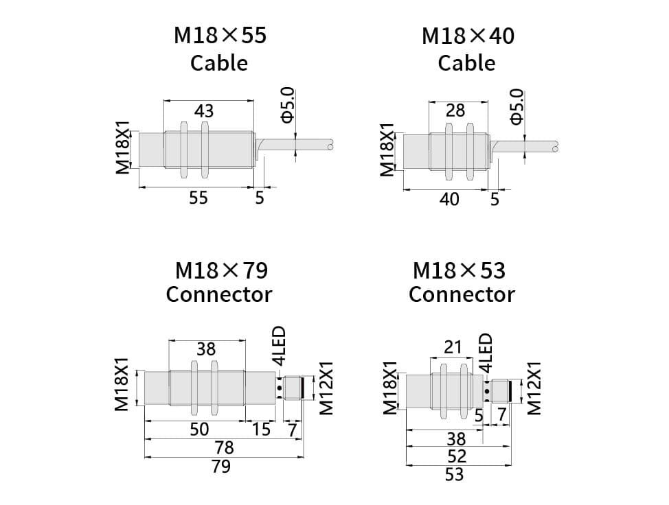 Inductive Proximity Sensor M18 AC/DC 2 Wire | Bedook