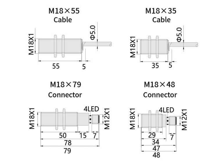 Inductive Proximity Sensor M18 DC 4 Wire | Bedook