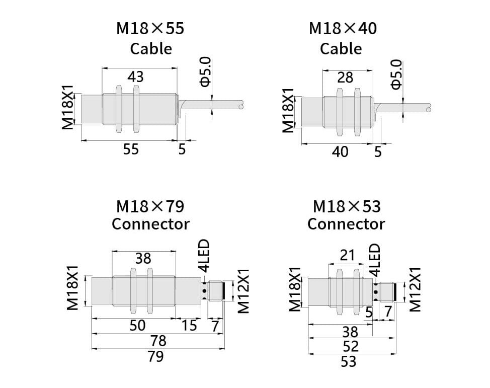 Inductive Proximity Sensor M18 DC 2 Wire | Bedook
