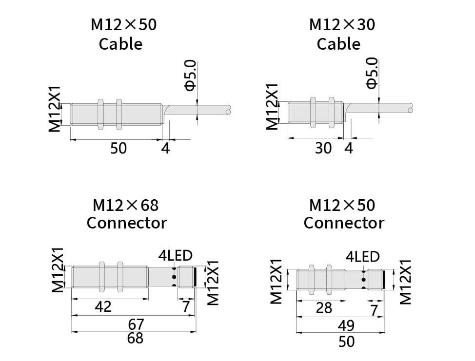 Inductive Proximity Sensor Metal Face M12 2/4mm DC 3 Wire | Bedook