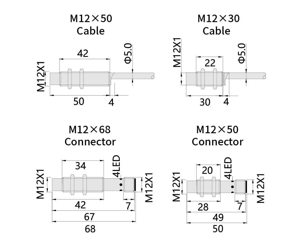 Inductive Proximity Sensor Metal Face M12 4mm DC 3 Wire | Bedook