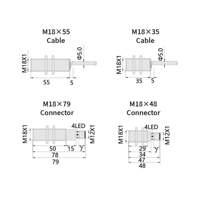Inductive Proximity Sensor Metal Face M18 5/8mm DC 3 Wire | Bedook