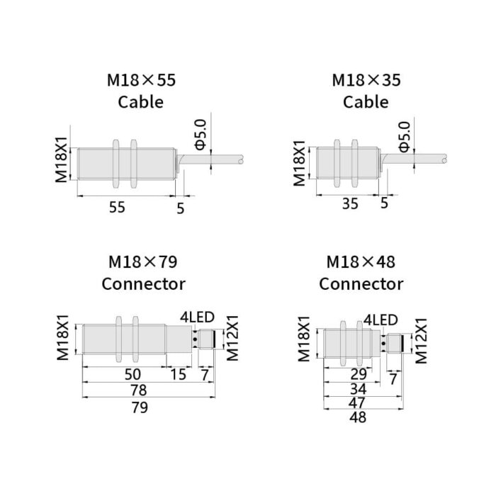Inductive Proximity Sensor Metal Face M18 5/8mm DC 3 Wire | Bedook