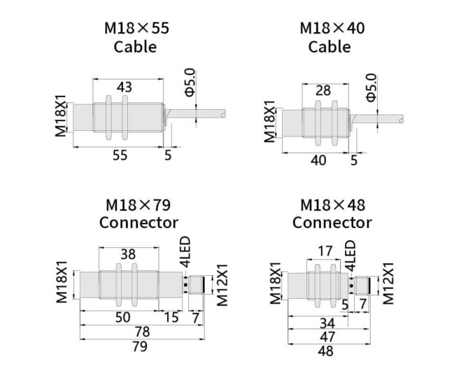 Inductive Proximity Sensor Metal Face M18 8mm DC 3 Wire | Bedook