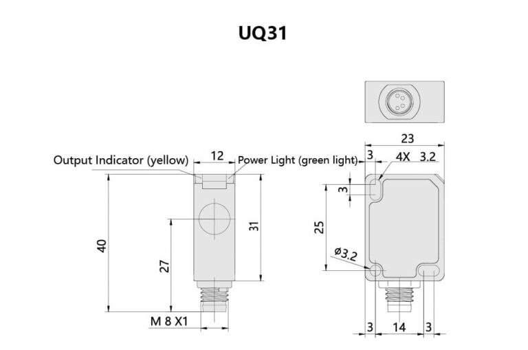 Ultrasonic Distance Sensor Cube Switch Output - UQ31 | Bedook